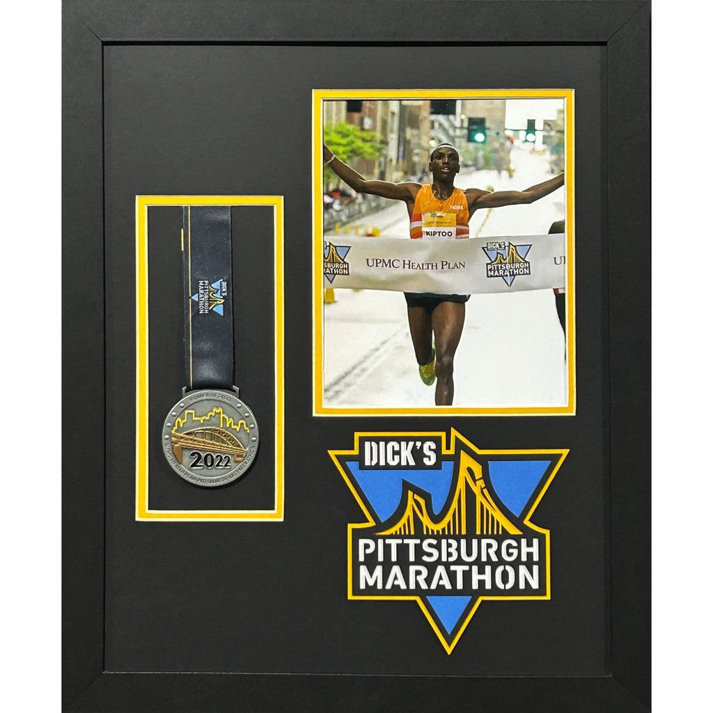 Pittsburgh Marathon Custom 8x10 Portrait & Medal Frame w Laser Logo PM