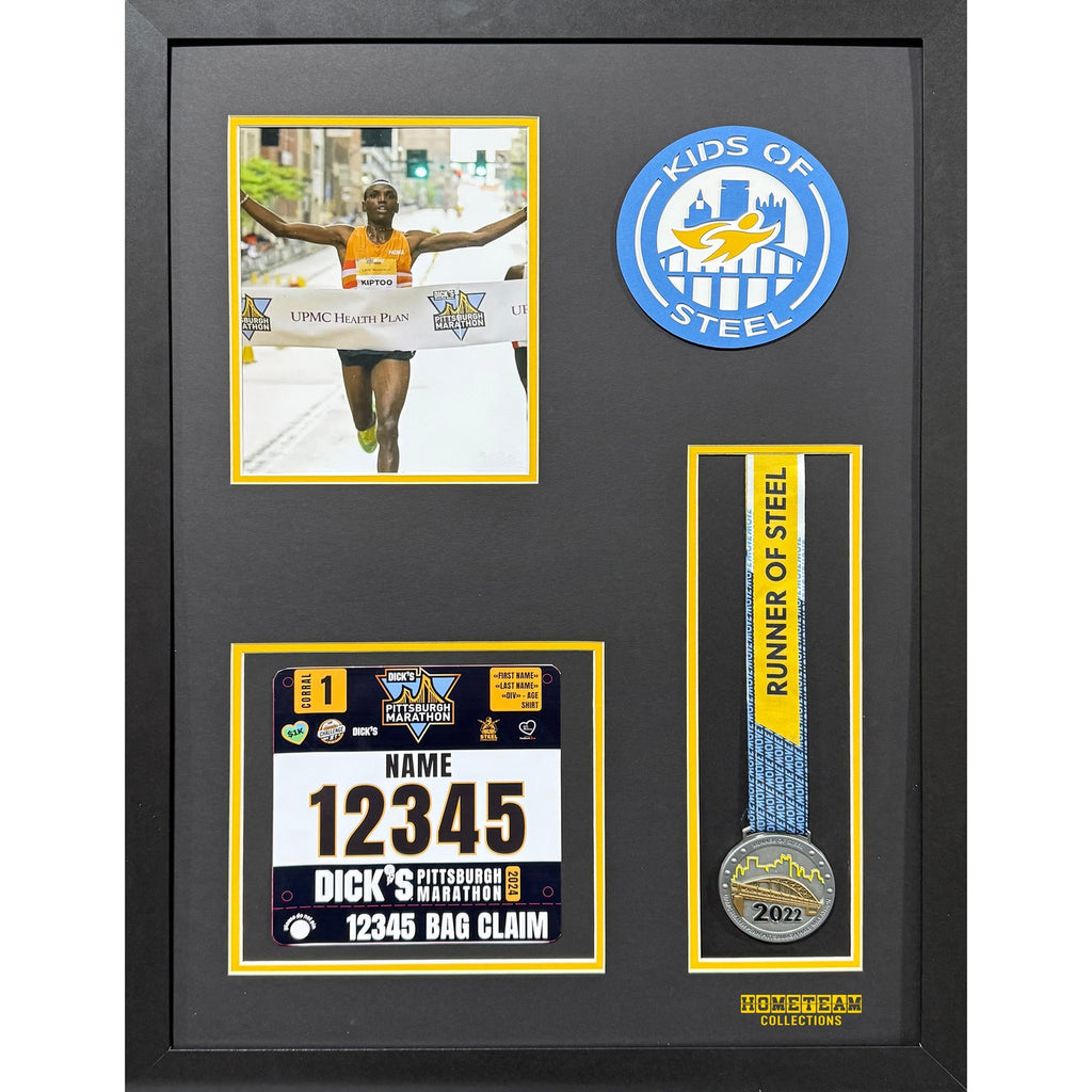 Pittsburgh Marathon Kids of Steel Custom Portrait 8x10 Bib & Medal Fra